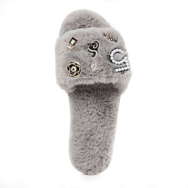 Personalized Embellished Slippers - Grey