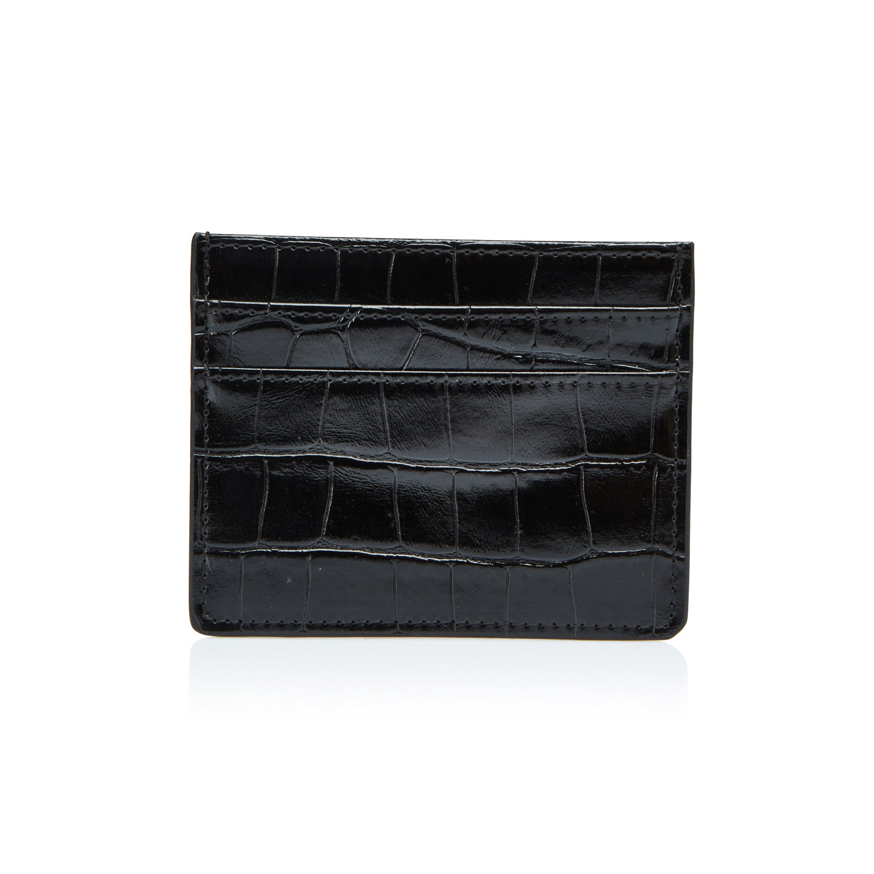 Black Moc Croc Leather cardholder