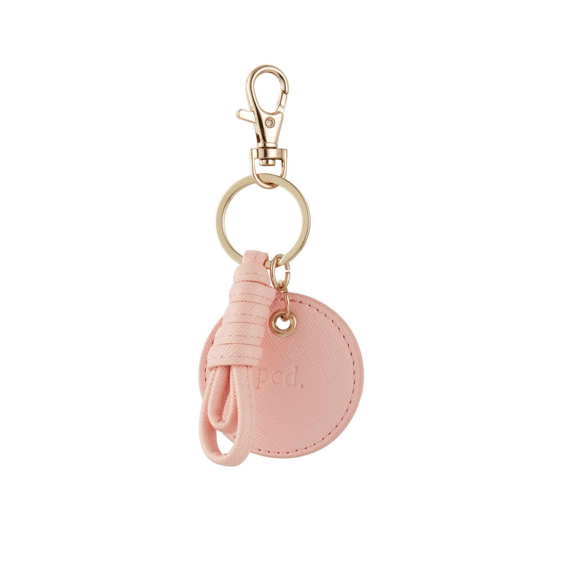 Pink Circle Keychain with knotted Strap