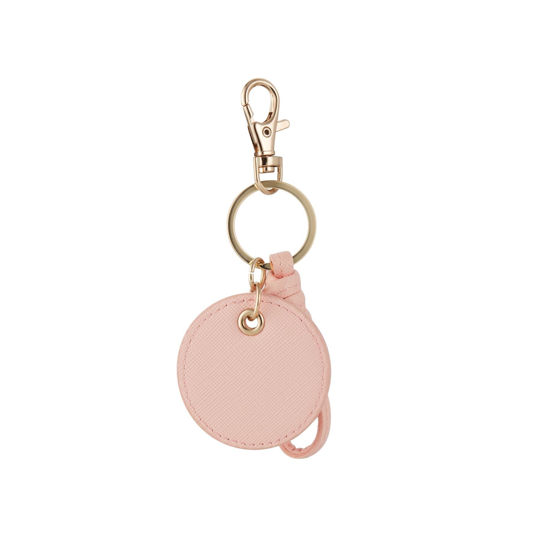 Pink Circle Keychain with knotted Strap